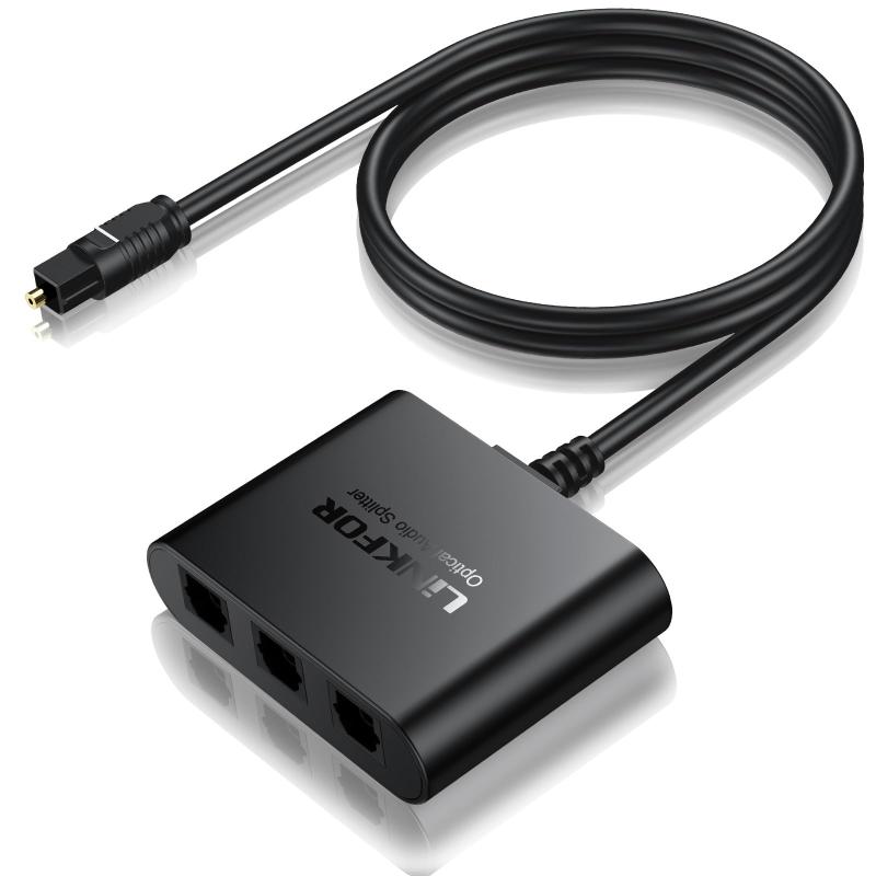 SPDIF/TosLink 光デジタル 分配器 1入力3出力 LPCM2.0 DTS Dolby-AC3に対応 PS3/ STB/Xbox VHS/VCR/Blue-Ray DVDプレーヤー/HDTV/パワーアンプなどに対応【1入力3出力 ...