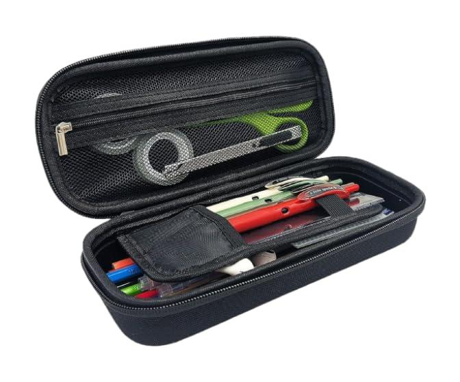 ペンケース、EVA素材の筆箱 ハードシェル 2層 大容量 シンプル 文具ポーチ 学生用・社会人 手首付き -ブラックサイズ：23 × 10.7 × 6cm、重量：約130グラム。2層設計で大容量：ペン収容量は30~40本程度で、文具や小物も...