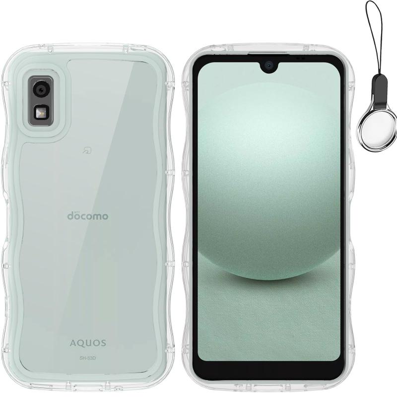 for AQUOS Wish 3 かわいい ケース うねうね レンズ保護 耐衝撃 アクオス ウィッシュ3 SH-53D 用滑り止め スマホケースウェーブ デザイン 手にフィット TPUカバー 韓国 可愛い シリコンバン【SHARP AQUO...