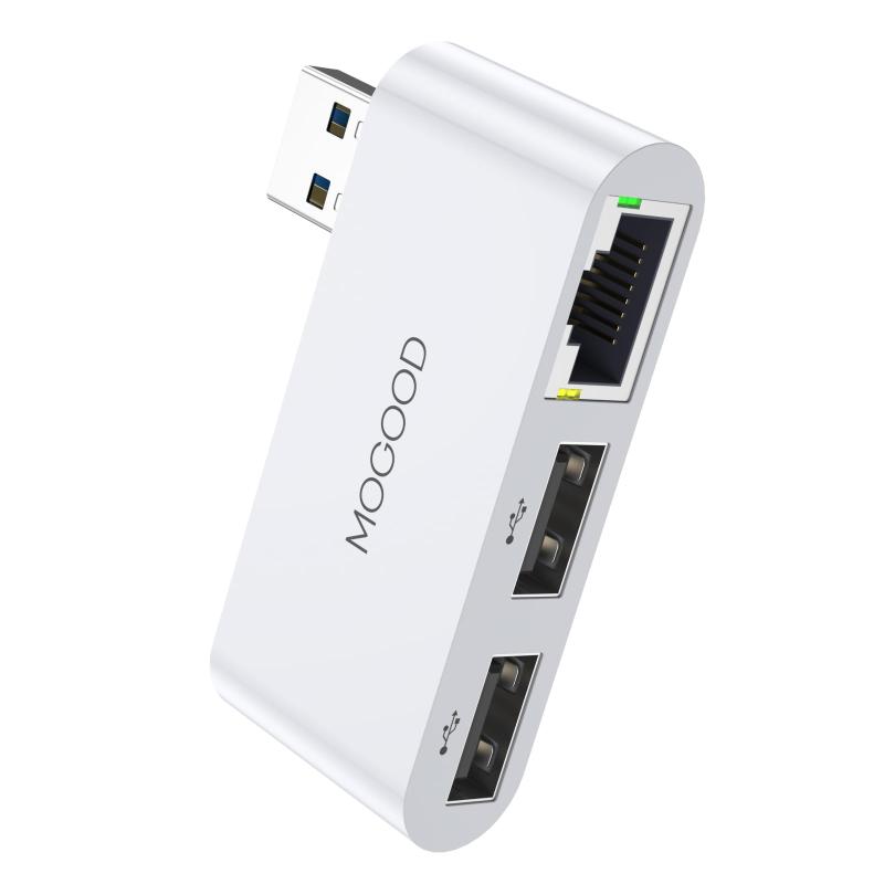 LANアダプター Type A to RJ45 1000Mbps 3 in 1 USBハブ 2*USB2.0ポート ギガビットイーサネット ノートパソコン PC、MacBook、Surface、XPS、Windows、Linux、MacOS...