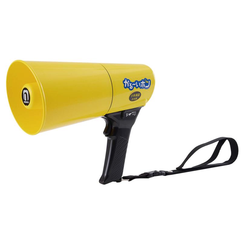 ノボル かるーいホン4.5W 軽量・耐水・耐衝撃仕様 TD504Y口径(mm):109定格出力(W):4.5内蔵音:ホイッスル本体色:黄全長(mm):228音声通達距離(m):約160内蔵音通達距離(m):約250ストラップ長さ(mm):4...