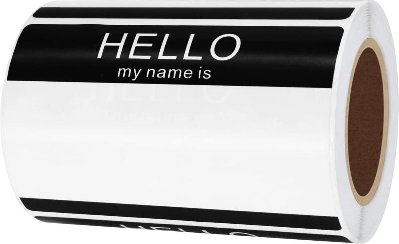 名札シール 服に貼る 名前シール ネームシール hello my name is ステッカー 名前ステッカー名札識別ステッカー 89 x 60 mm 200枚入り1ロール((黒)√詳細：89 x 60 mm Hello my name is...
