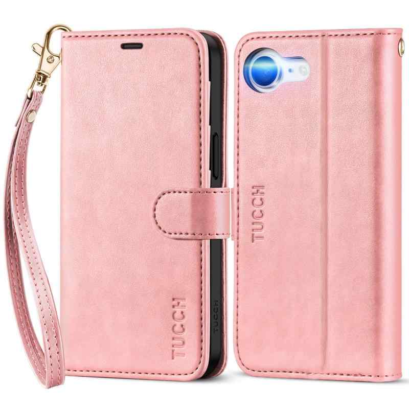 iPhone 16e 対応 ケース手帳型 ストラップ付き アイフォン16e 手帳ケース カードポケット 横置きスタンド機能 [RFIDブロッキング] 耐衝撃 全面保護 TPU素材 PU合皮 iPhone 16e 5G (6.1インチ 202...