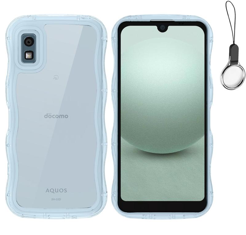 for AQUOS Wish 3 かわいい ケース うねうね レンズ保護 耐衝撃 アクオス ウィッシュ3 SH-53D 用滑り止め スマホケースウェーブ デザイン 手にフィット スマホカバー 韓国 可愛い TPUカバー 【SHARP AQU...