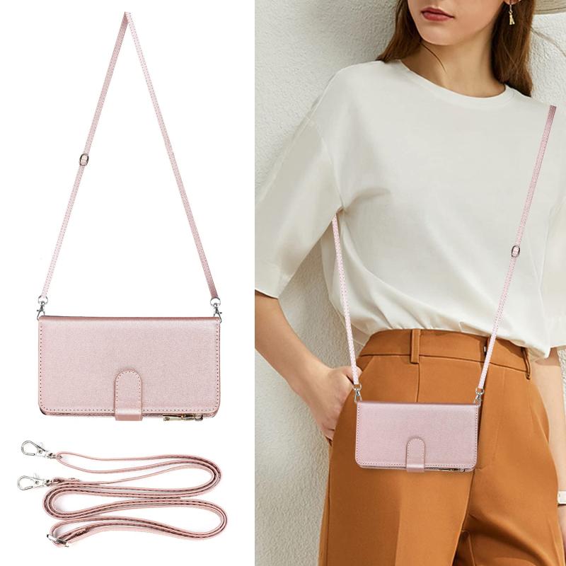 Eastwave for Google Pixel 6A ケース for pixel 6a 縄掛けケース 手帳型 財布型 ICカード コインポケット ストラップ付き カード 収納 小銭入れ ファスナーポケット付き PUレザー 6色ピンク【1...