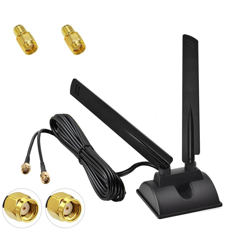 WiFi 6E トライバンドアンテナ (6GHz/5GHz/2.4GHz) - RP-SMA WLAN アンテナ、マグネット式マウントベース、2m/6.6フィート延長ケーブル付き、PCデスクトップ、マザーボード WiFi/Bluetooth...