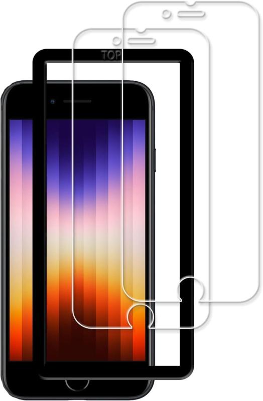 iPhone SE3 ガラスフィルム【2枚セット】ガイド枠付き 日本素材製 強化ガラス iPhoneSE 3 2022 第3世代 / iPhone SE2 2020 第2世代 / iPhone8 7 6 6s 用 ガラスフィルム 強化ガラス...