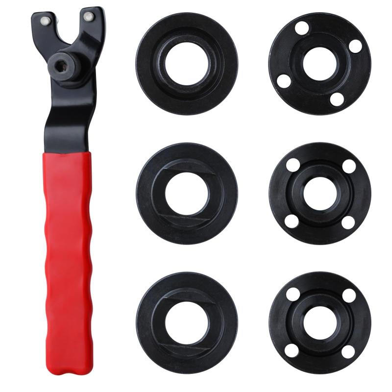 アングルグラインダーレンチ 6個5/8" -11グラインダフランジナット付き アングルグラインダー スパナレンチ ロックナットレンチ 取付取り外し道具 フランジアングルレンチ グラ【セット内容】調整可能なロックナットスパナ1個と内...