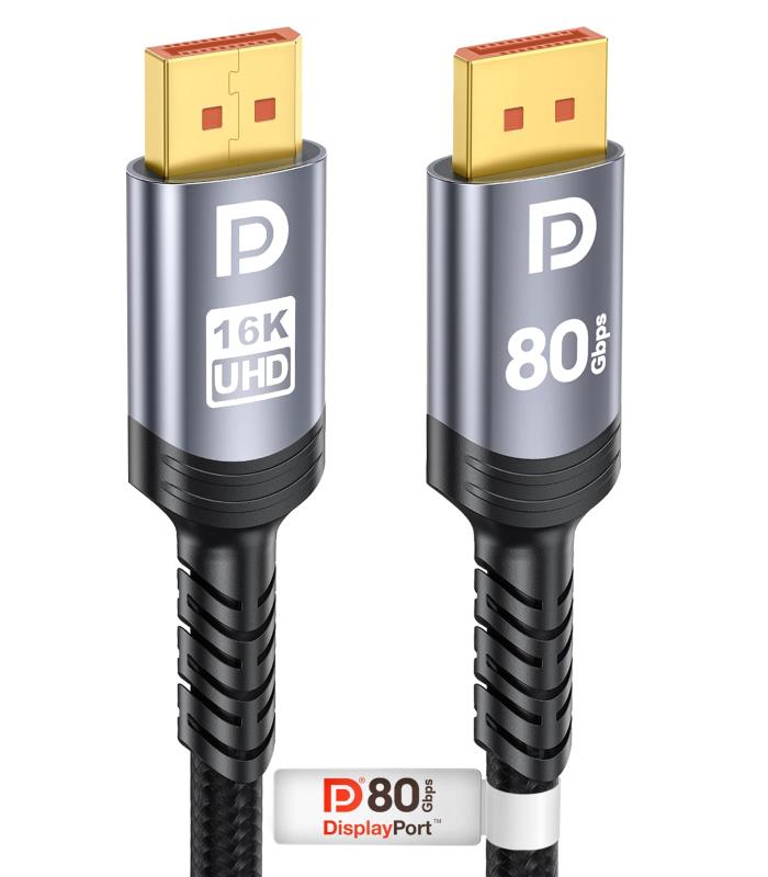 80Gbps 16K 8K 4K DisplayPort ケーブル 2.1 1.5M、VESA認証済み16K対応DP ケーブル 16K 60Hz 8K 240Hz 4K 540Hz 360Hz 240Hz対応 HDR HDCP 2.3 DS...