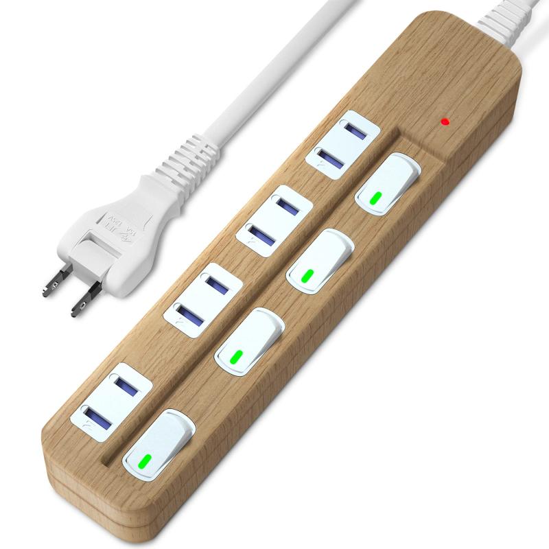 延長コード 木目調 電源タップ 雷ガード 個別スイッチ 節電タップ おしゃれ省エネ ACコンセント 4個口LED PSE認証済 (1m)「コンセントを増やして有効活用」AC4個口の延長コードで、足りないコンセントを増設。1つの差し込み口をA...