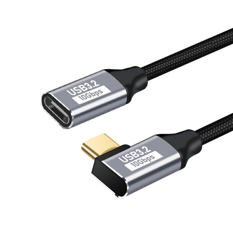 USB Type C 延長ケーブル L字型 延長コード PD対応 100W/5A 急速充電 USB3.2 Gen2(10Gbps) 高速データ転送 【4K@60Hz映像出力】高耐久ナイロン編みMacBook/iPad/Surface/Swi...