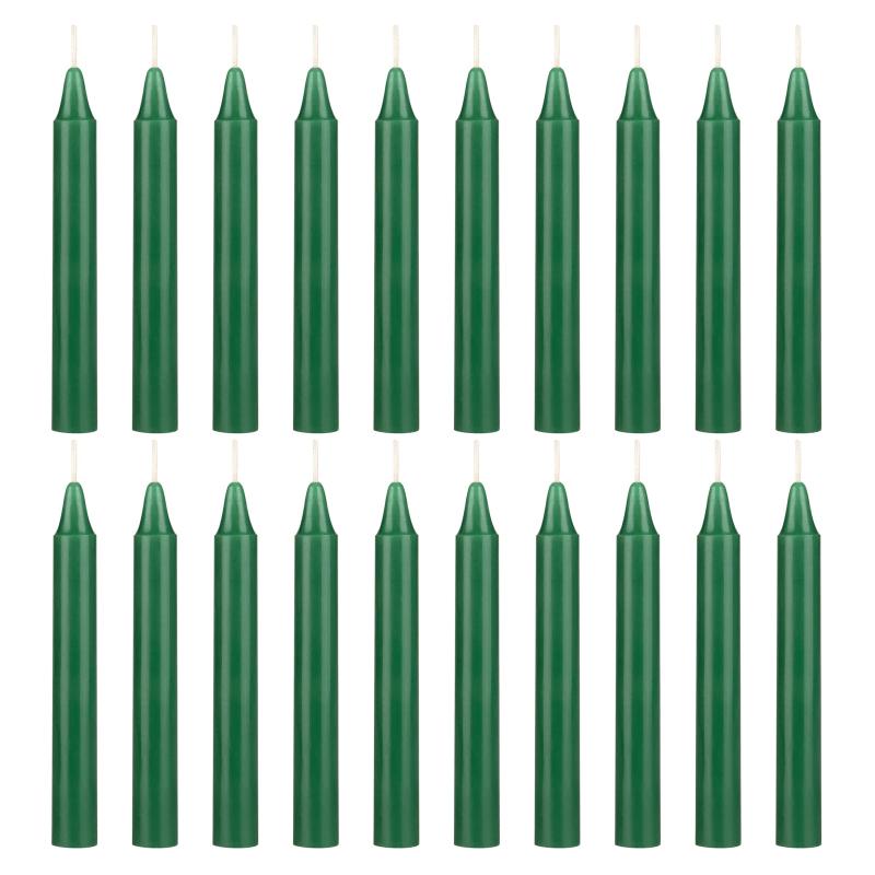 Mega Candles - Unscented 10cm Mini Chime Ritual Spell Taper Candle - Green, Set of 20️ メガウルトラバリューのカラフルなキャンドルのセット:当社のプレミア...