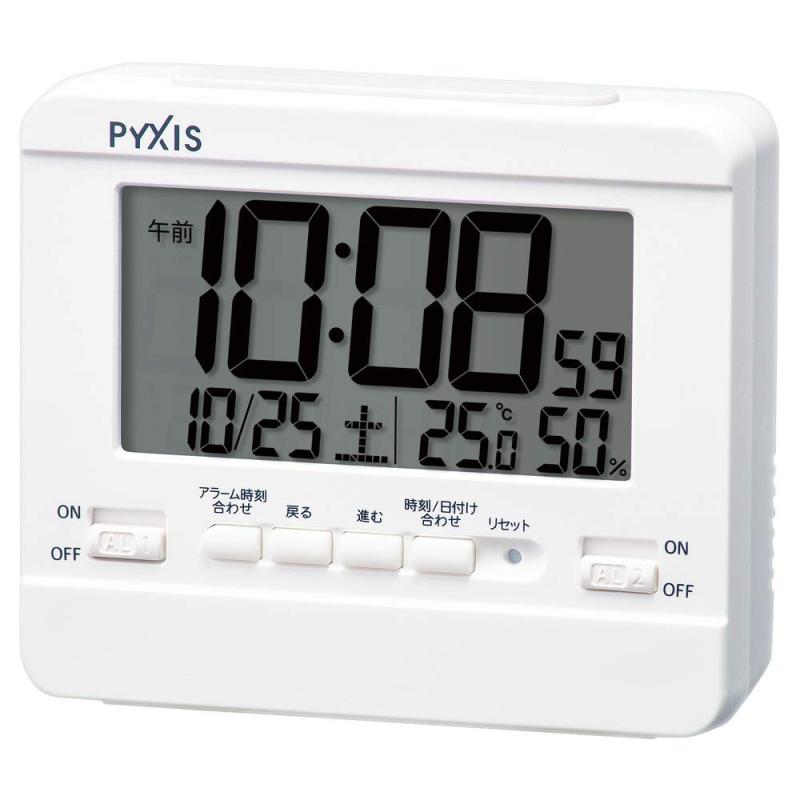 セイコークロック 置き時計 目覚まし時計 掛け時計 デジタル 温度湿度表示 PYXIS ピクシス 本体サイズ:9×10.5×4.2cm NR538W付属品:シールシートつき、電池(単3マンガン電池×2)電池は付属しておりません。電子音アラー...