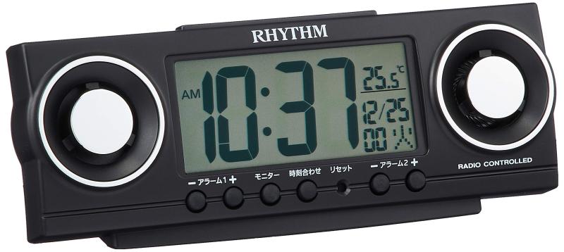 リズム(RHYTHM) 大音量 目覚まし時計 電波時計 デジタル 20種音 &amp; ダブル アラーム フィットバトラージューク