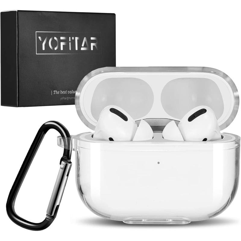 AirPods Pro 2/Airpods Pro ケース (2024/2023/2022/2019) 用 クリア エアーポッズ プロ 第2世代 用 TPUケース 分離式 全面保護カバー 落下防止 耐衝撃 防塵 装着充電可能 防水 カラビナ...