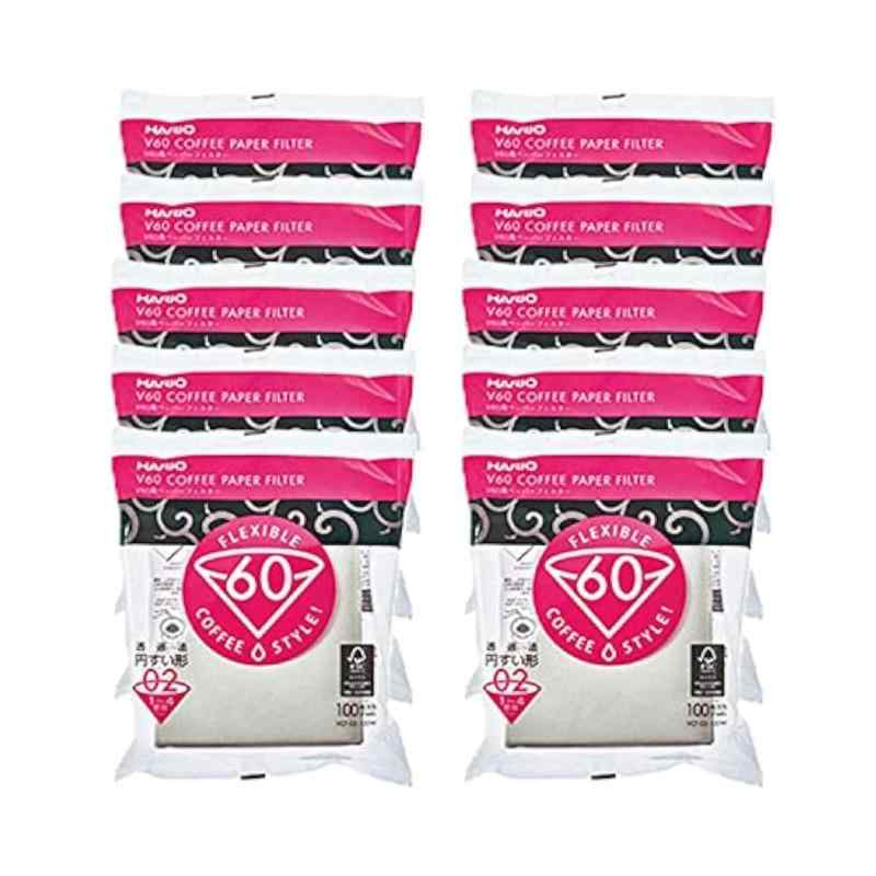 HARIO V60 COFFEE PAPER FILTER V60用 ハリオ コーヒー ペーパー フィルター 100枚入り×10個セットVCF-02-100W　ホワイトVCF-02-100W　10個セット