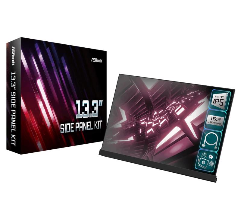 ASRock PCケースの側面パネルに装着できる 13.3型 フルHD液晶パネルキット 13.3'' SIDE PANEL KITPCケースの側面に液晶パネルを設置できるキット13.3インチサイズ、フルHD解像度（1920x1080）のIP...