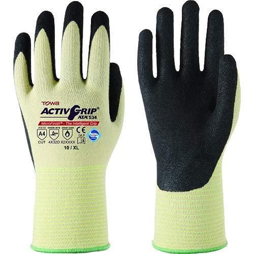 トワロン 耐切創手袋 ActiveGrip ATA534 XL 534-XL色：イエロー/ブラックサイズ：XL厚さ(mm)：約2.0ゲージ数：13リストカラー：グリーン●全長(cm)：27.0●手のひら周り(cm)：20.0●中指長さ(cm...