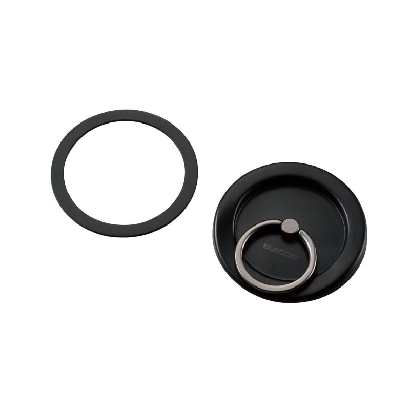 エレコム スマホリング マグネット 落下防止 フラット メタルプレート付属 [Magsafe非対応のiPhone/Android向け] MAGKEEPシリーズ ブラック P-STRMKPFBKスマートフォンの背面にマグネットで貼り付け、快適...