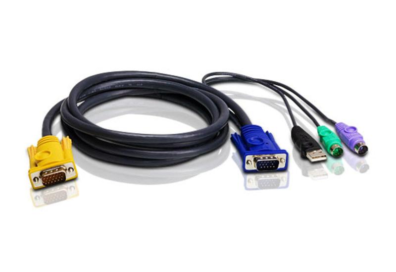 ATEN 3m PS/2-USB KVMケーブル 2L-5303UPコンピュータ側インターフェース：D-sub15ピン(オス)、PS/2(ミニDN6ピン オス)、USBタイプA(オス)KVM側インターフェース：SPHD　オスケーブル長：1....