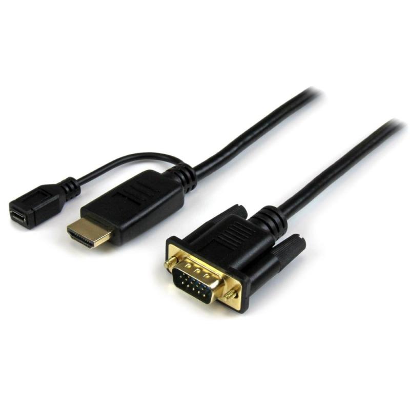 StarTech.com HDMI - VGAアクティブ変換ケーブルアダプタ 1.8m 1920x1200/ 1080p HD2VGAMM6スッキリ接続：アダプタと一体型のケーブル（1.8m）でHDMIビデオソースを直接VGAモニタやプロジ...
