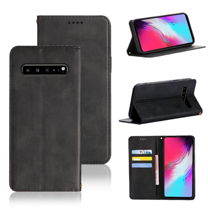 適用 Galaxy S10 ケース 手帳型 対応 SC-03L/SCV41 ケース 手帳型 カバー PUレザー カード収納 財布型 耐衝撃 ケース マグネット スタンド機能付き 5色 (適用 ギャラクシーS10 ケース 手帳型) (ブラッ【...