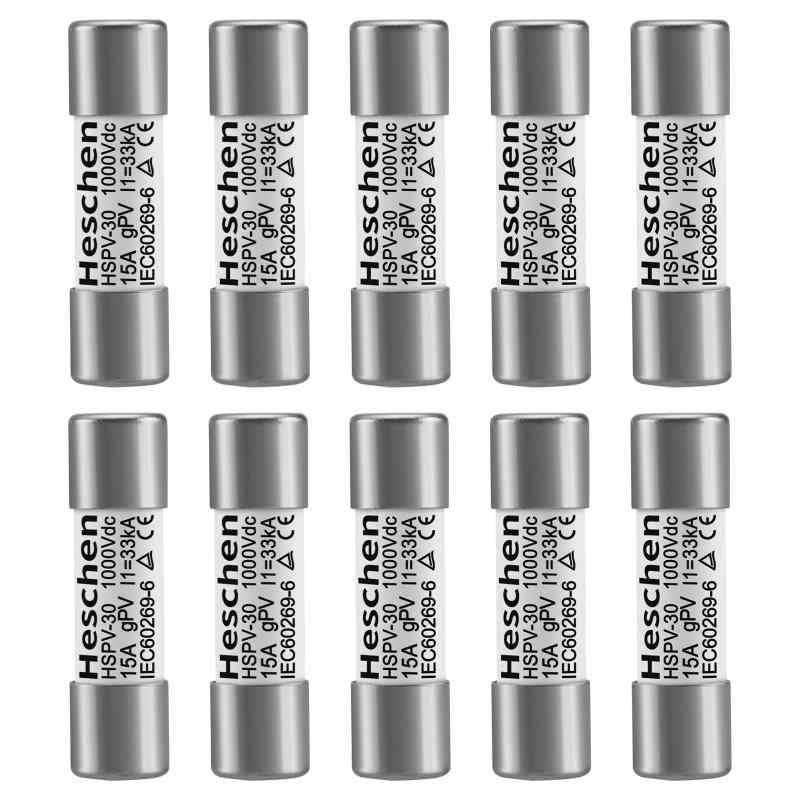 太陽 DC1000V PV のヒューズ、光起電ヒューズ、gPV のタイプ ヒューズ リンク、HSPV-30、10 * 38mm 1000VDC の I1 33kA の太陽 PV システム保護のための、10PCS (15A)定格: 1000V...