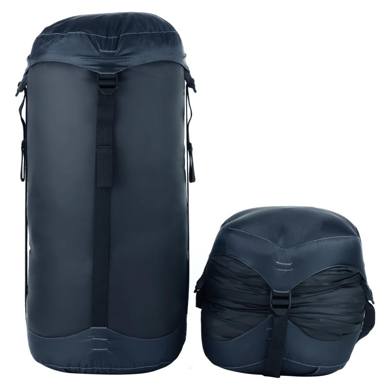 6L、8.5L、10L、13L コンプレッション スタッフバッグ 軽量 防潑水 寝袋コンプレッションバッグ 引き紐付き キャンプ、ハイキング、旅行に適応、バックパッキング (黒 - XL / 13L)ベトナム製造優れた耐久性と丈夫な構造：旅...