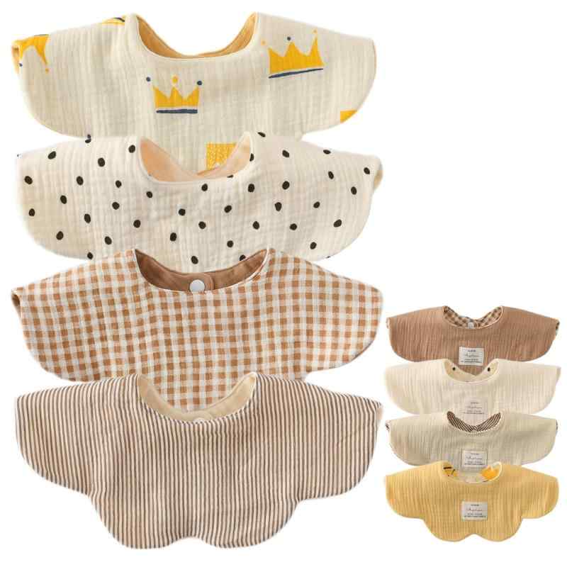 [] ベビースタイ 4枚セット 両面使える 6重ガーゼ 女の子 男の子 よだれかけ おしゃれ 新生児 360度 無地 お食事 ベビーギフト 出産祝い両面ベビースタイ：両面使えるリバーシブルタイプのベビースタイです。片面は無地の生地になってい...