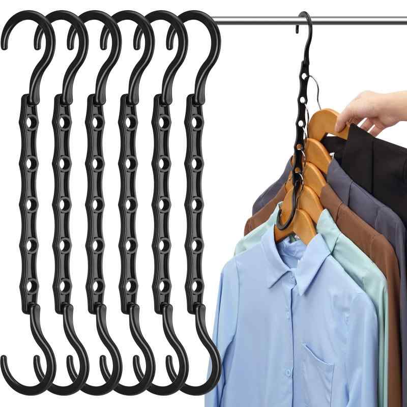 AMKUFO 6 Pack Magic Hangers Space Saving Closet Organizer i Hangers Sturdy Plastic for Heavy Clothes Storage