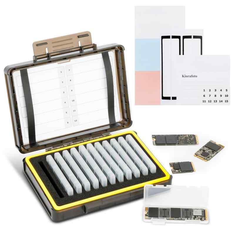 大容量 M.2 NVME SSD 収納ケース 12枚 M.2 NVME 2230 / 2242 / 2260 / 2280 SSD 収納可能 クリアケース付き 二重保護 耐衝撃 防塵 防水 整理ラベルシール付き【独立収納】12個セット、1個...