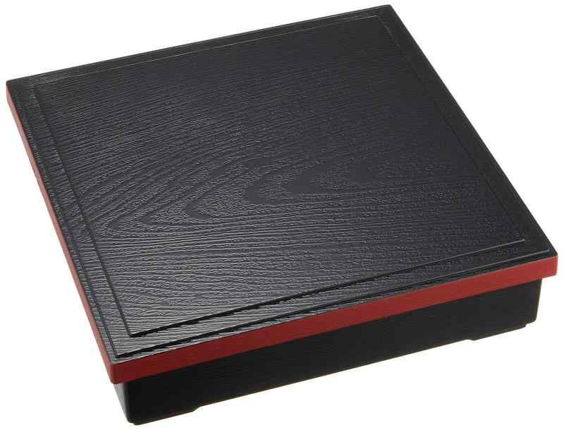 正和 松花堂弁当箱 松華堂DX 7.5 仕切 黒渕朱 サイズ:約W22.5 D22.5 H6cm 72860サイズ：約W22.5 D22.5 H6