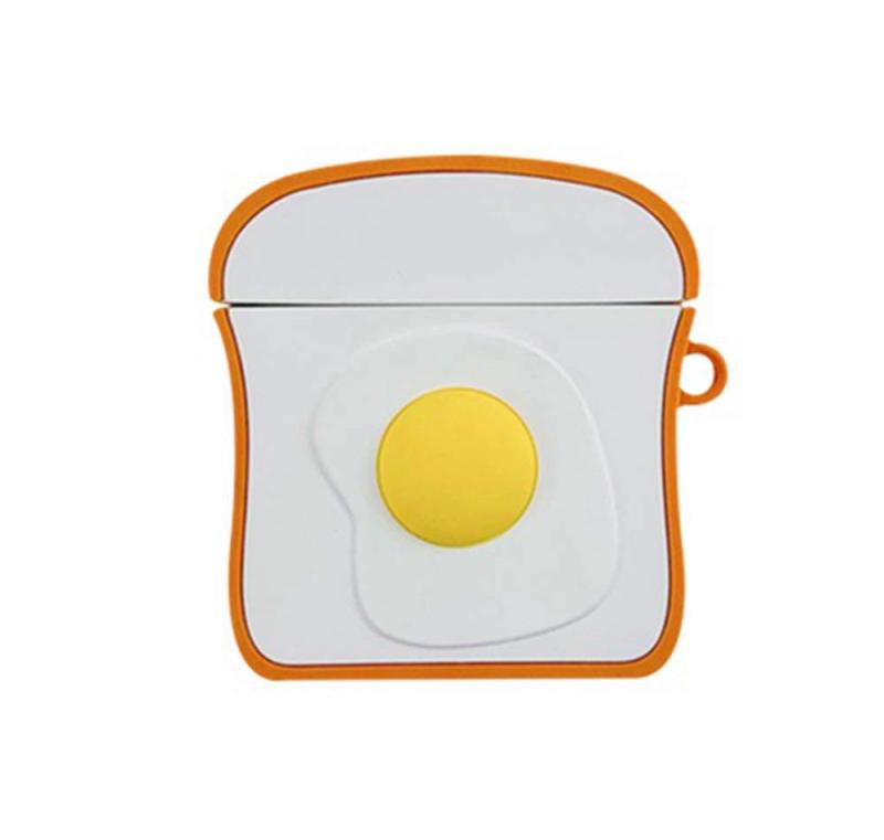 AirPods Pro AirPods 用 ケース カバー たまご 食パン ホットドッグエアポッドケース マスコット かわいい ワイヤレス充電モデルも対応 キャラクター カラビナ付き対応機種 ： AirPods 1 第1世代 / AirPo...