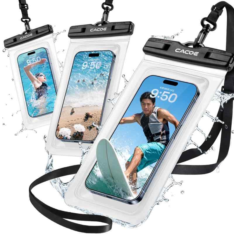 【3個セット・大容量】スマホ 防水ケース iphone用 防水バッグ 首掛け・斜め掛け ストラップ付き 水中撮影 IPX8 海 プール お風呂 指紋認証/顔認証対応 iPhone/Android 7.2インチ以下全機種対応 ク