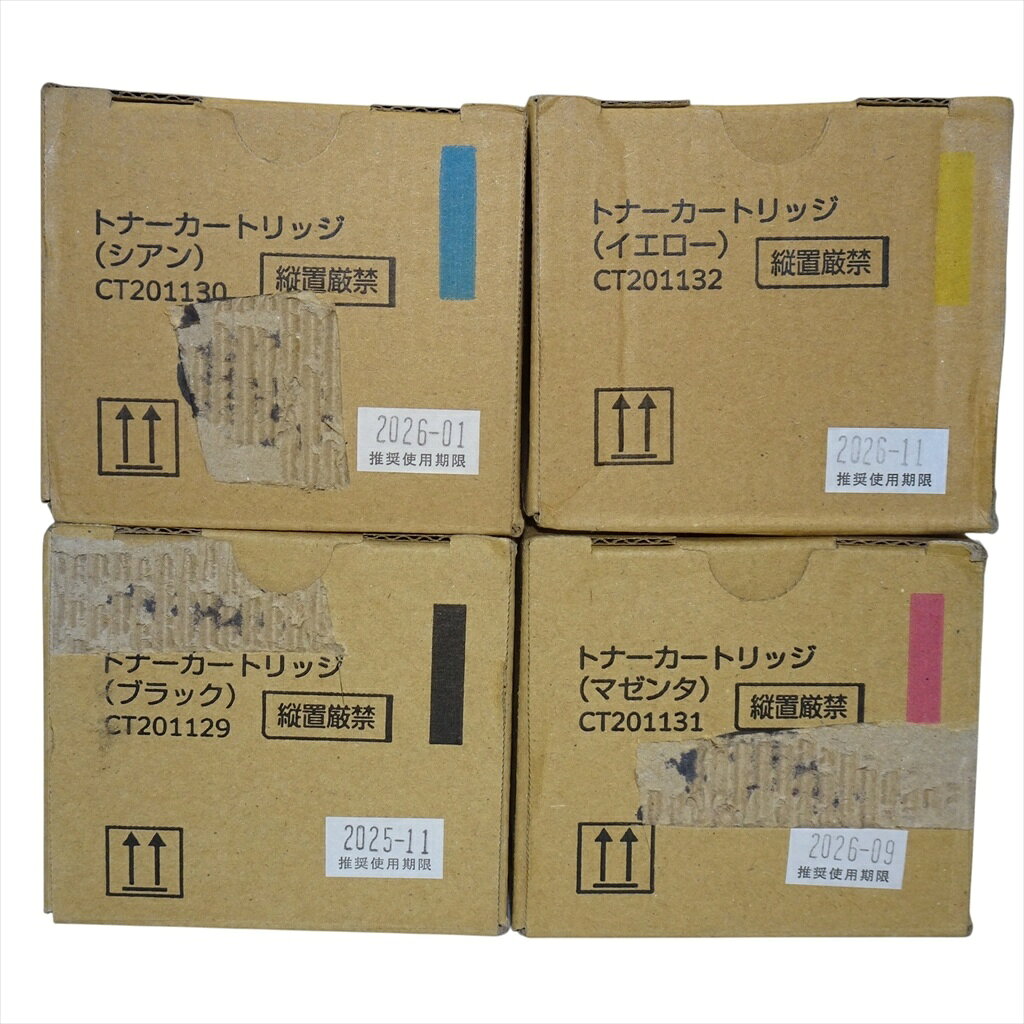 富士フイルム（旧 富士ゼロックス）純正トナーカートリッジ 4色セットです。【セット内容】CT201129 ブラック ×1本CT201130 シアン ×1本CT201131 マゼンタ ×1本CT201132 イエロー ×1本※販売数量1につき...