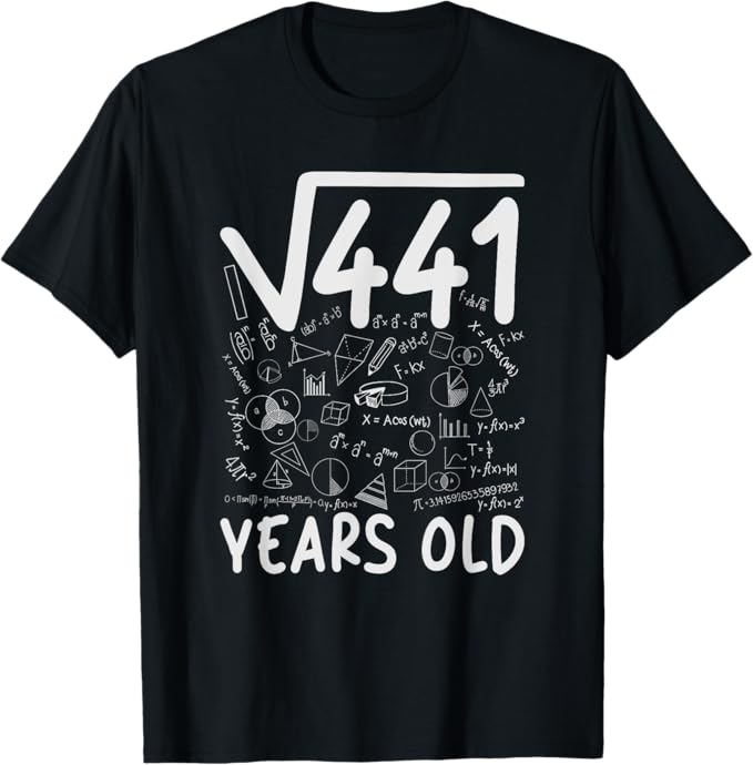 メーカー希望小売価格はメーカーサイトに基づいて掲載しています21歳の誕生日 - 441の平方根 21歳 Tシャツ 男女兼用 Tシャツ メンズ 半袖 半袖Tシャツ 春服 夏 （背面印刷可?備考必須） 面白い誕生日を祝う数学愛好家に最適。この賢...