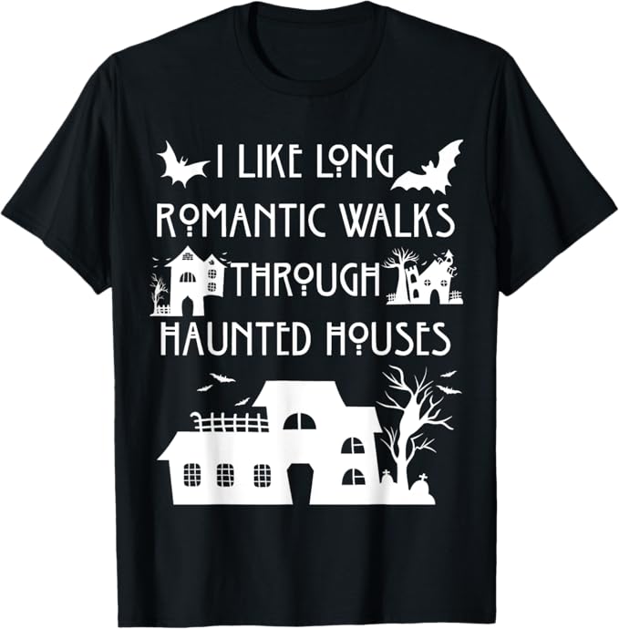 メーカー希望小売価格はメーカーサイトに基づいて掲載していますハロウィン I Like Long Romantic Walks Through Haunted Houses Tシャツ 男女兼用 Tシャツ メンズ 半袖 半袖Tシャツ 春服 夏 ...