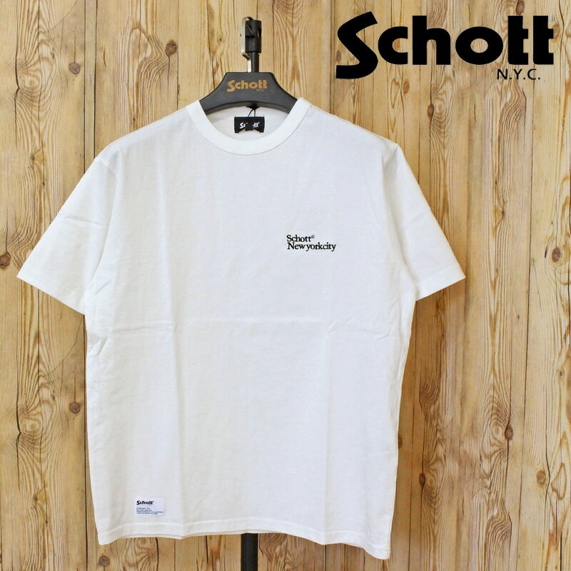 Schott NEW YORK CITY EMB. T-SHIRT/ショット ニューヨークシティ 刺繍 Tシャツ/Schott/ショット 7ozのしっかりとした肉厚ボディを採用し、オープンエンド糸ならではのふっくらとしたボリューム感と、ドラ...