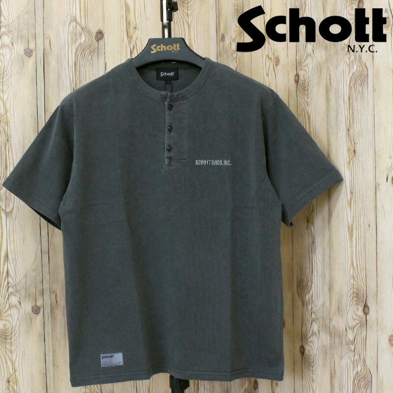 TIME TESTED OVER FOUR GENERATIONS EMB. HENLEY T-SHIRT/刺繍 ヘンリーネック Tシャツ/Schott/ショット 7ozのしっかりとした肉厚ボディを採用し、オープンエンド糸ならではのふっくら...