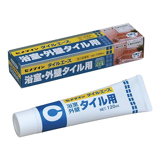 宅配ボックスや置き配いの場合もあります。・・・ 色:白 内容量:120mL 水に強く、屋外でも使用できます。 プロの世界でも高い評価を受けています。 用途:浴室・外壁のタイルの接着【注意】日時の指定、配送方法の指定は不可です。