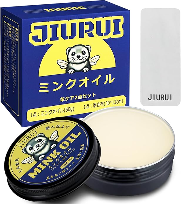商品の初期不良を含め、お問い合わせはメーカーにお願い致します。・・・・JIURUIのミンクオイルは、80％天然ミンクオイルと20％蜜ろうを配合した高品質なレザークリームです。【保革・防水防汚機能】2025年版革ケアミンクオイルは、皮革を栄養...