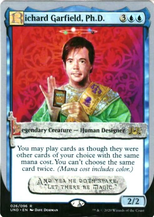 商品説明 ふりがな 言語 英語 収録パック Unsanctioned(UND) 型番 UND-26 レアリティ レア カード種別 マナコスト (青)(青) タイプ 伝説の テキスト あなたはカードを、あなたが選んだ同じマナ・コストを持つ別な...