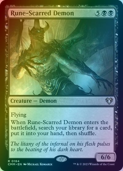 商品説明 ふりがな るーんきずのあくま 言語 英語 収録パック 統率者マスターズ(CMM) 型番 CMM-184 レアリティ レア カード種別 マナコスト (黒)(黒) タイプ テキスト 飛行 ルーン傷の悪魔が戦場に出たとき、あなたのライブ...