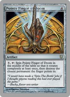 商品説明 ふりがな Pointy Finger of Doom 言語 英語 収録パック アンヒンジド（UNH） 型番 UNH-126 レアリティ レア カード種別 マナコスト タイプ アーティファクト テキスト (3),(T)：Pointy...