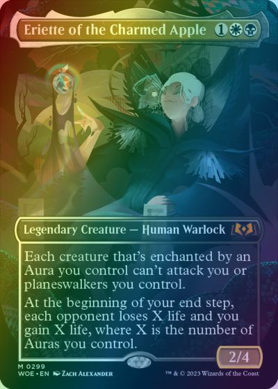 商品説明 ふりがな 言語 英語 収録パック エルドレインの森(WOE) 型番 WOE-299 レアリティ 神話レア カード種別 マナコスト (白)(黒) タイプ 伝説の テキスト あなたがコントロールしているオーラ(Aura)がついている各...