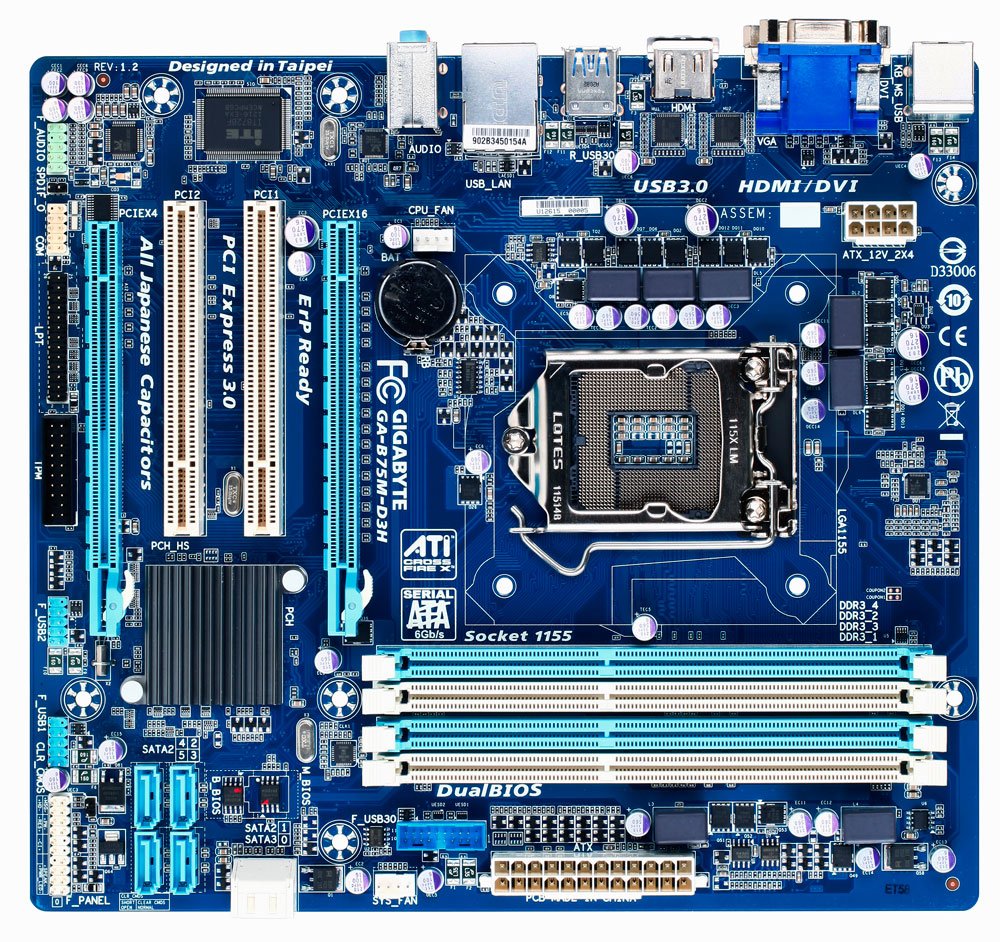 GIGABYTE マザーボード Intel B75 LGA1155 Micro ATX GA-B75M-D3H/A Rev1.2・メモリ仕様 : DDR3(1600/1333/1066,2Ch,4DIMM) 電源Phase : 3・GPU機...