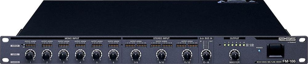 ローランド 18CH/6BUS MIC/LINE MIXER FM-186・18入力を6系統の出力に自由にアサイン可能な拡張性に優れたマイク・ライン・ミキサーブランド: Roland(ローランド)メーカー: Roland(ローランド)型番:...