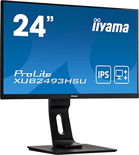 マウスコンピューター iiyama モニター ディスプレイ XUB2493HSU-B1(23.8型/IPS方式ノングレア非光沢/広視野角/昇降スィーベルチルトピボット/1920x1080/DP,HDMI,D-Sub)・23.8型フルHD(1...