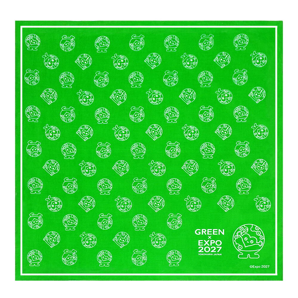 2027年国際園芸博公式ライセンス商品 GREEN×EXPO2027　横浜万博グッズ バンダナはハンカチ、スカーフ、お弁当などの小物包など アイデア次第で様々な用途に活用できます。 素材：綿100％ サイズ：約52×52cm ©E...