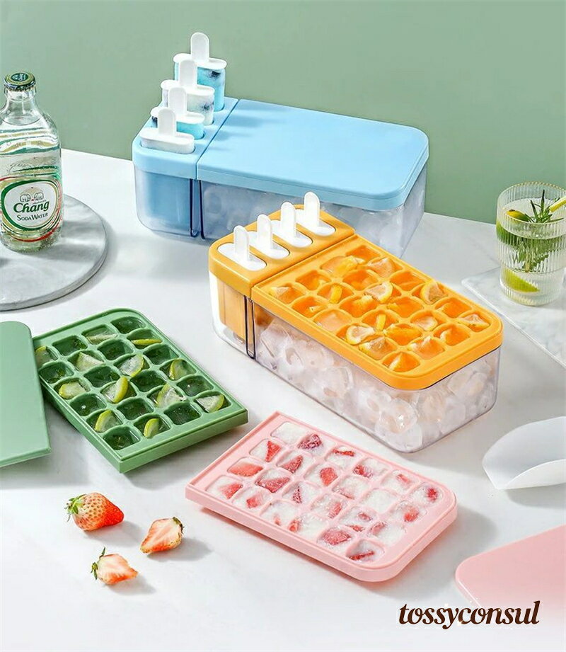 【食品グレードの素材】球状のアイスグリッド型は食品グレードのPP+ABS素材でできており、透明で信頼性があります。四角い製氷機は、液体を凍らせるのに安全で効果的です。 【氷とアイスキャンディー】この製氷機キューブ冷凍庫を使用して、氷とアイス...